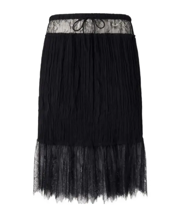 Pinko Lace Detail Gathered Skirt - Black
