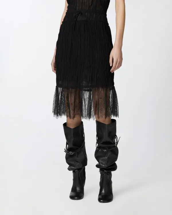 Pinko Lace Detail Gathered Skirt