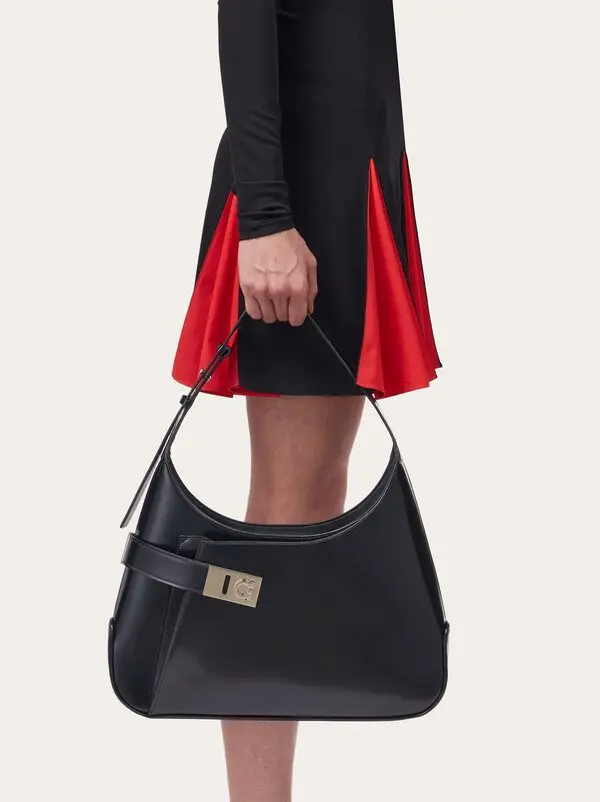 FERRAGAMO Gancini Buckle Hobo Bag
