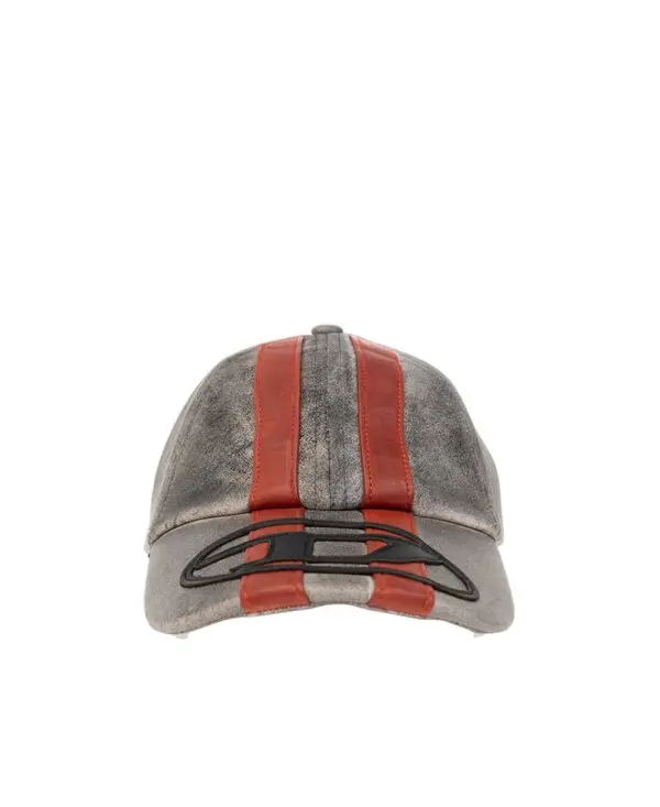 DIESEL® C-olav Logo-patch Leather Baseball Cap - Gray