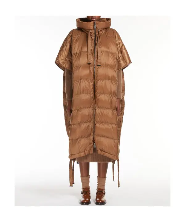 Max Mara Hooded Quilted Cape With Belt - Caramel