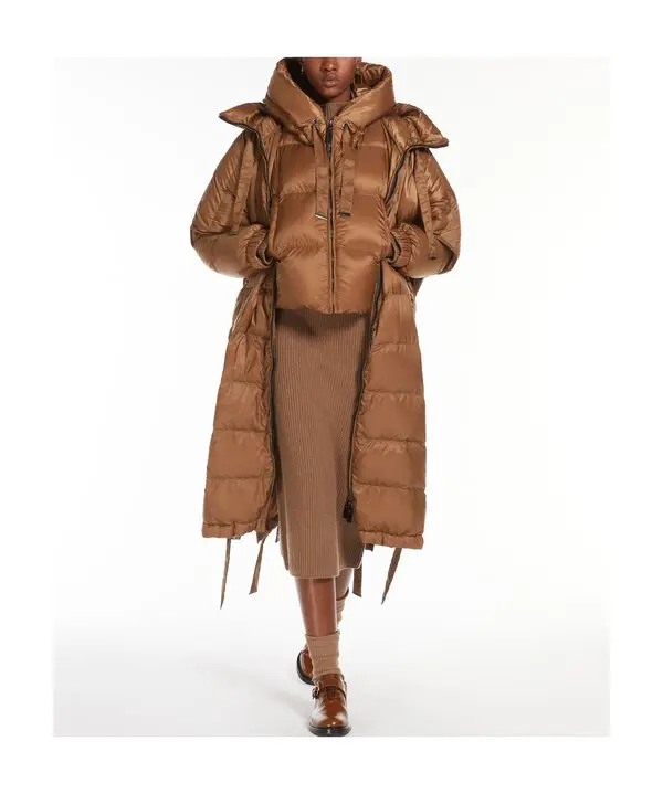 Max Mara Hooded Quilted Cape With Belt - Caramel
