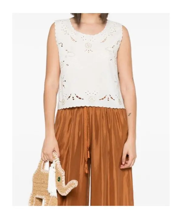 FORTE_FORTE Sleeveless Embroidered Top