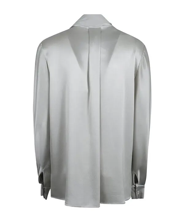 Alberta Ferretti Tie-neck Long-sleeve Top With Lace Neckline