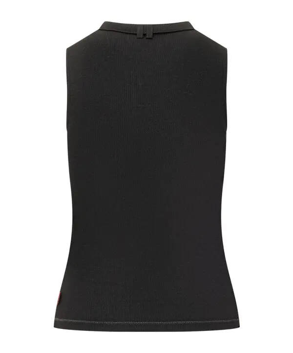 DIESEL® T-iara Zip-strap Sleeveless Ribbed Top - Black