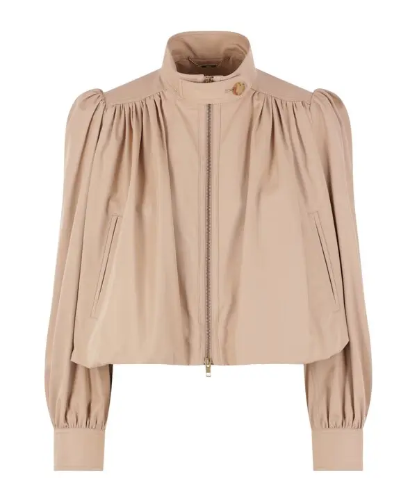 Chloé Gathered Boule Jacket In Organic Cotton - Nude