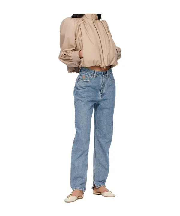 Chloé Gathered Boule Jacket In Organic Cotton - Nude