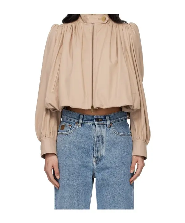 Chloé Gathered Boule Jacket In Organic Cotton - Nude