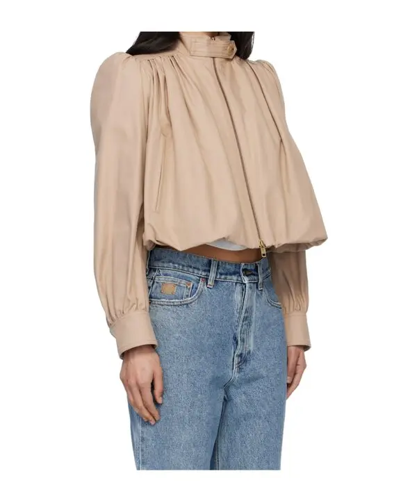 Chloé Gathered Boule Jacket In Organic Cotton - Nude