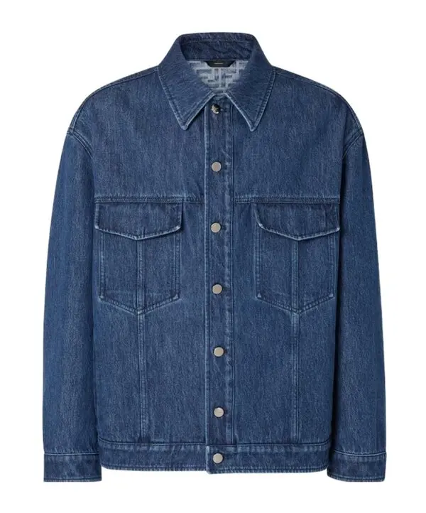 Fendi Collared Button-up Denim Jacket