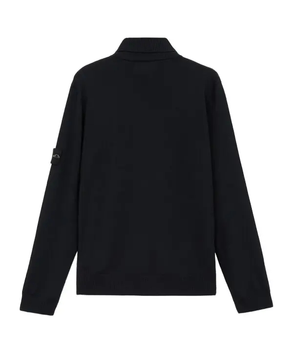 Stone Island Turtleneck Sweater With Ribbed Details - Blue