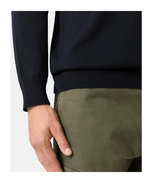 Stone Island Turtleneck Sweater With Ribbed Details - Blue