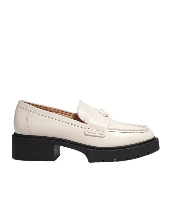 COACH Leah Chunky Loafers With Logo Detailing - Leather/chalk