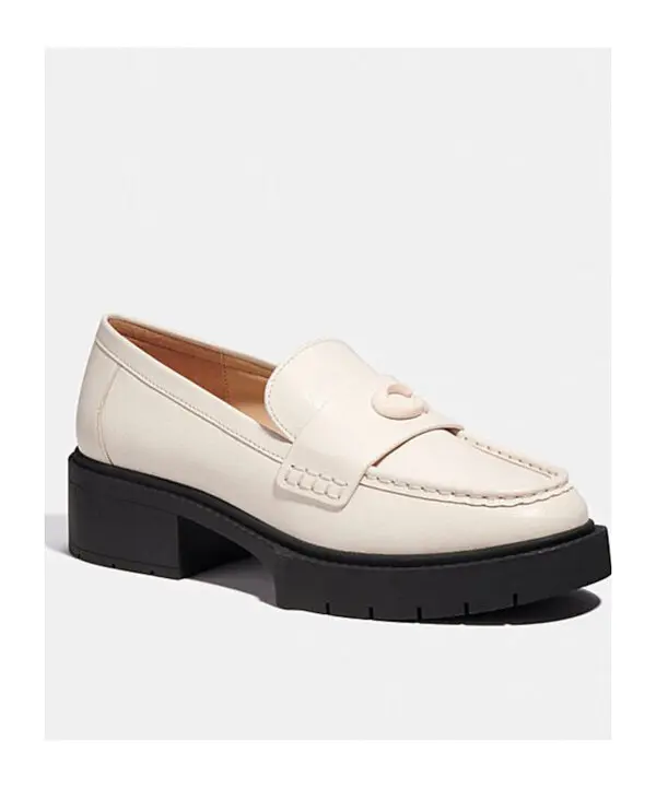 COACH Leah Chunky Loafers With Logo Detailing - Leather/chalk