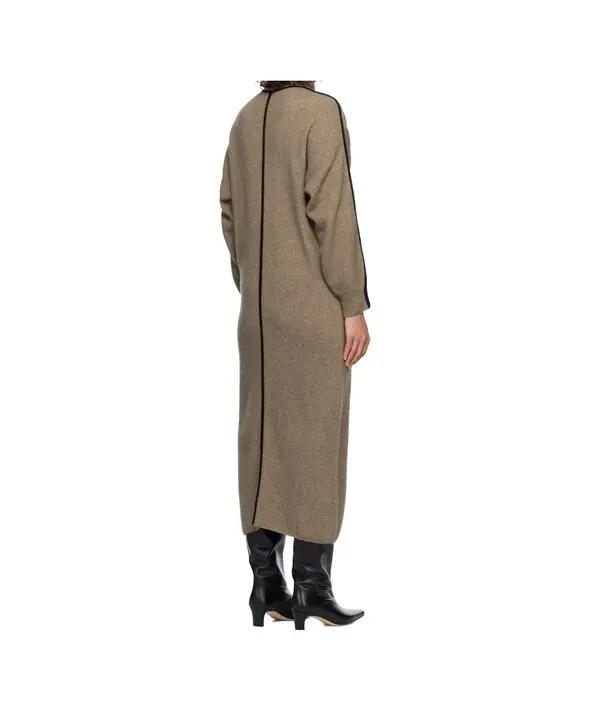 Staud Stretch Knit Turtleneck Maxi Dress With Piping