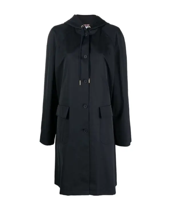 Thom Browne Single-breasted Drawstring Hooded Parka - Navy Blue