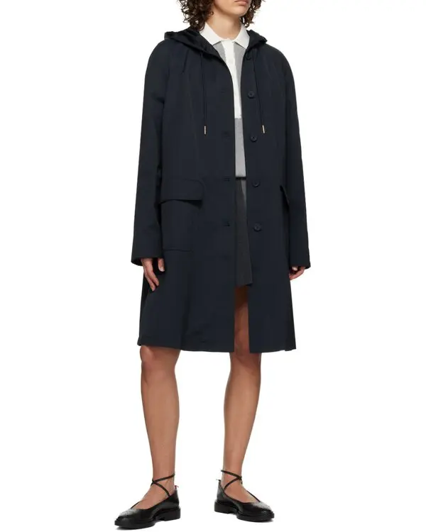 Thom Browne Single-breasted Drawstring Hooded Parka - Navy Blue