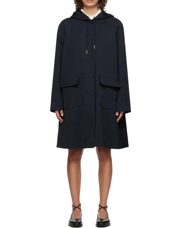 Thom Browne Single-breasted Drawstring Hooded Parka - Navy Blue