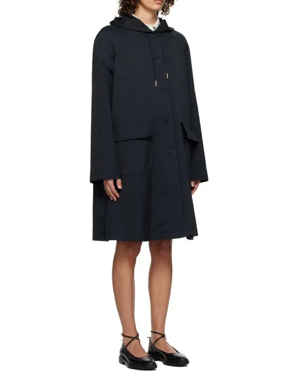 Thom Browne Single-breasted Drawstring Hooded Parka - Navy Blue