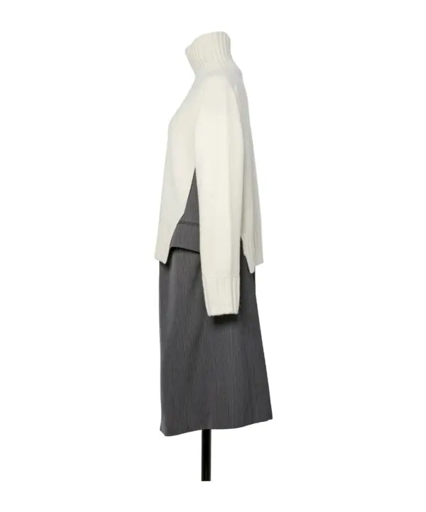 Sacai Knit Sweater With Zip Closure And Vented Skirt