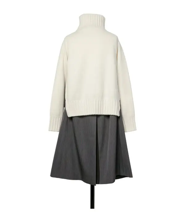 Sacai Knit Sweater With Zip Closure And Vented Skirt