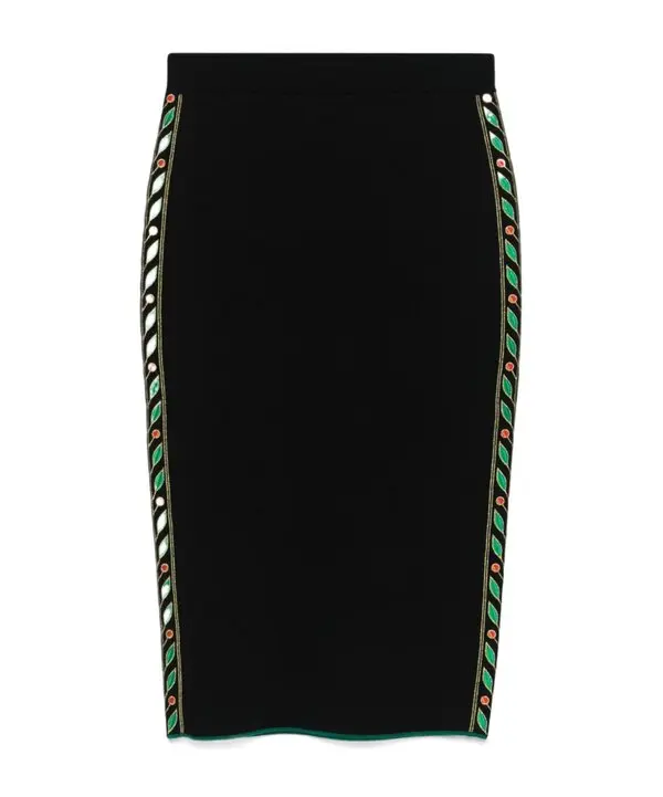 Casablanca Laurel Knitted Midi Skirt - Black/multicolour
