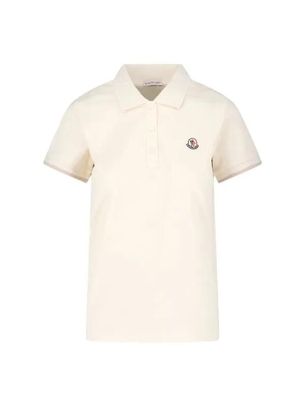 Moncler Logo Patch Short Sleeve Polo Shirt - White