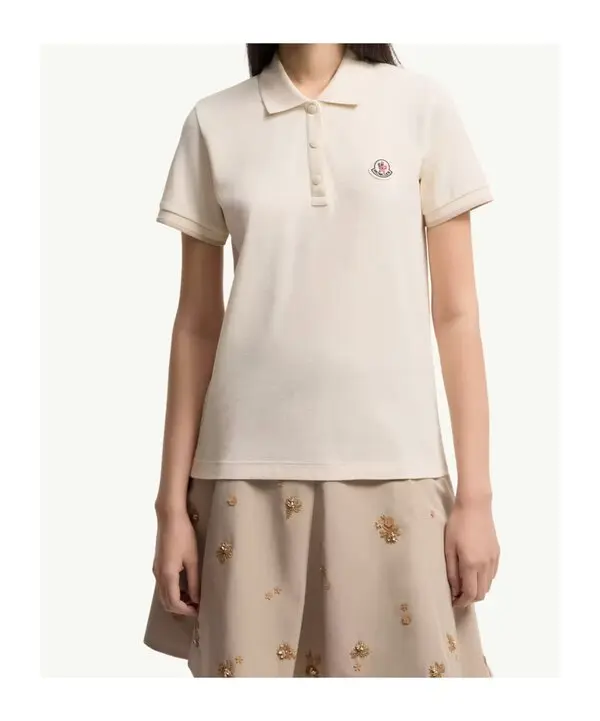 Moncler Logo Patch Short Sleeve Polo Shirt - White