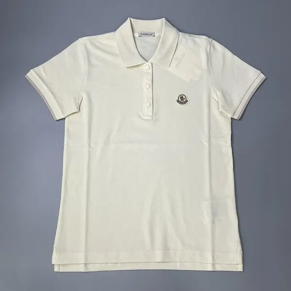 Moncler Logo Patch Short Sleeve Polo Shirt - White
