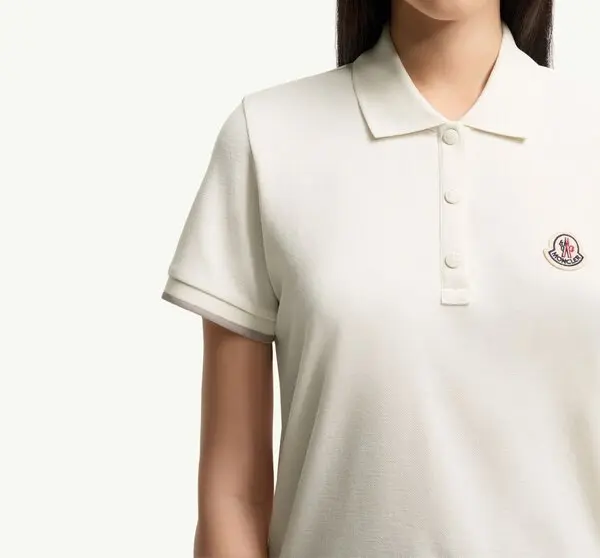 Moncler Logo Patch Short Sleeve Polo Shirt - White