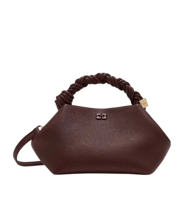 GANNI Small Bou Logo Detailed Twisted-handle Tote Bag - Brown