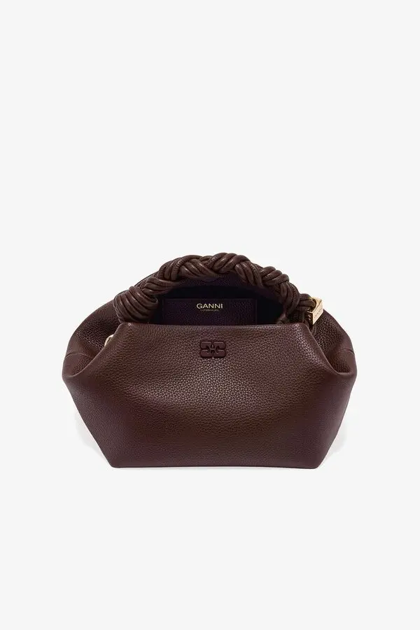 GANNI Twisted-handle Tote Bag With Bou Logo Detail - Brown