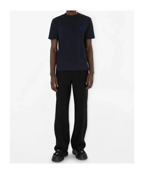 Burberry Logo Embroidered Slim-fit T-shirt - Navy Blue