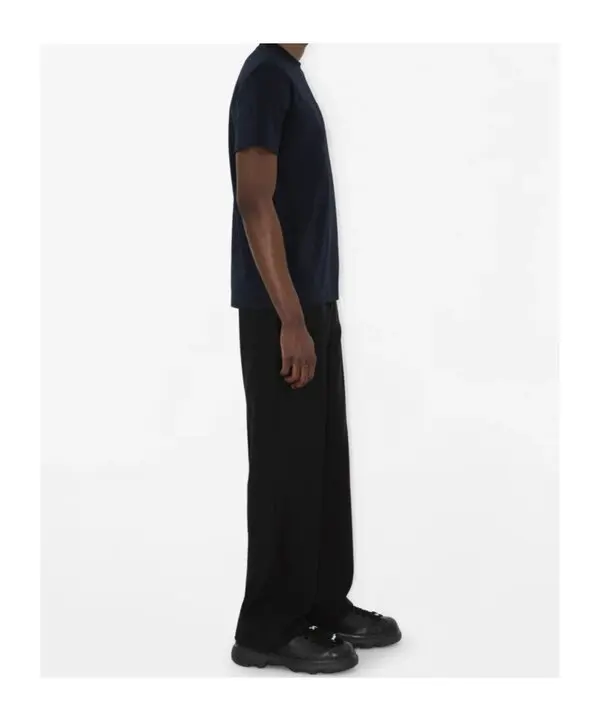 Burberry Logo Embroidered Slim-fit T-shirt - Navy Blue