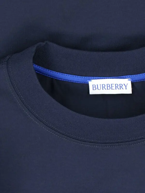 Burberry Logo Embroidered Slim-fit T-shirt - Navy Blue