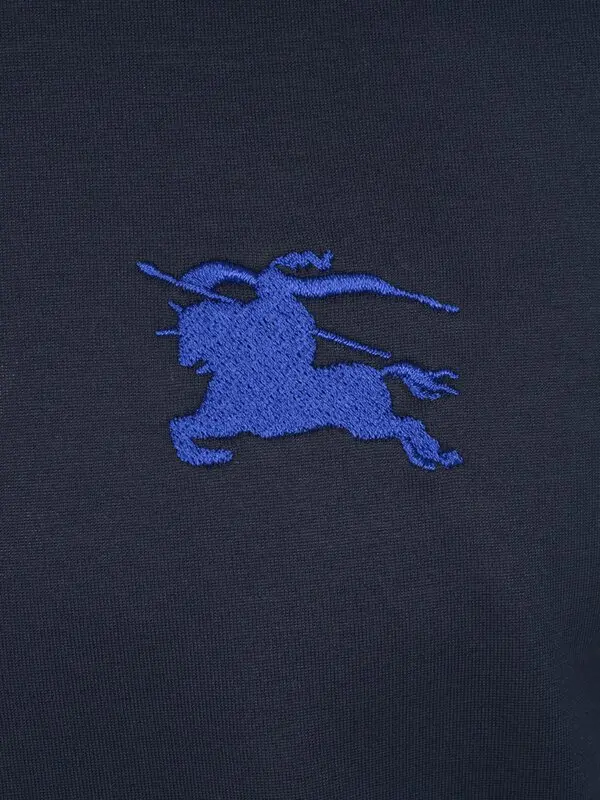 Burberry Logo Embroidered Slim-fit T-shirt - Navy Blue
