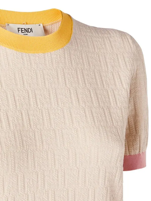 Fendi Ff Jacquard Short-sleeved Jumper - Light Beige