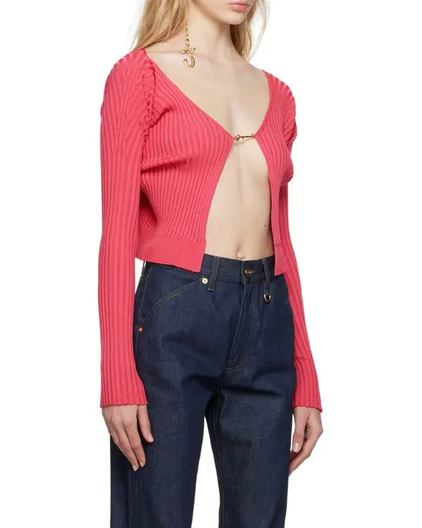 Jacquemus La Maille Pralù Ribbed Cardigan - Pink