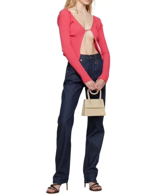 Jacquemus La Maille Pralù Ribbed Cardigan - Pink