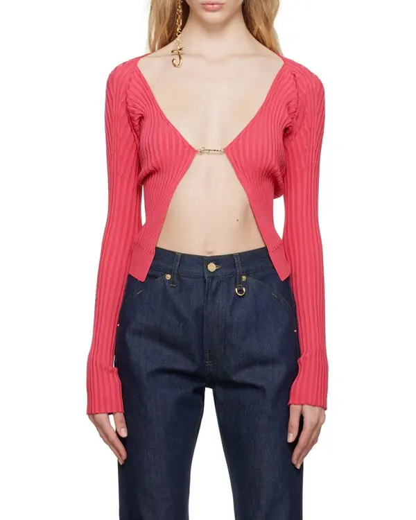 Jacquemus La Maille Pralù Ribbed Cardigan - Pink