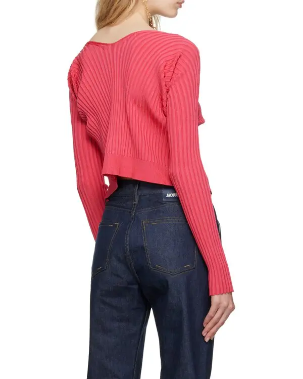 Jacquemus La Maille Pralù Ribbed Cardigan - Pink