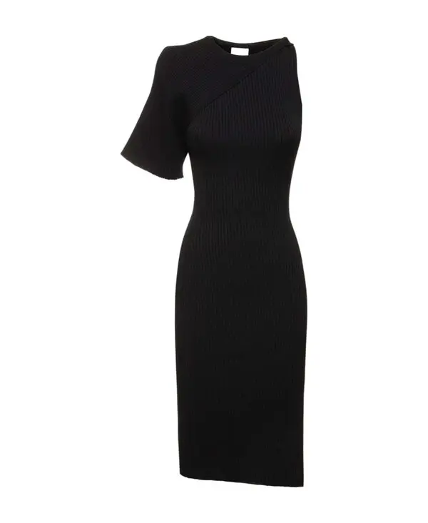 COURREGES Asymmetrical Ribbed Dress With Short Sleeves And Side Slit