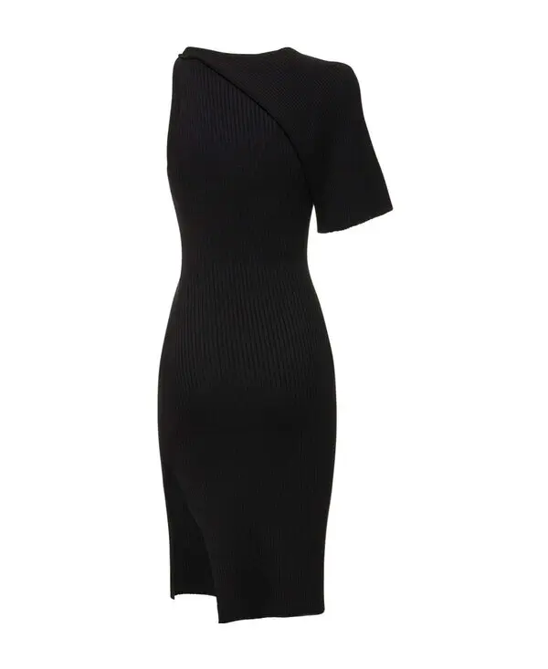 COURREGES Asymmetrical Ribbed Dress With Short Sleeves And Side Slit