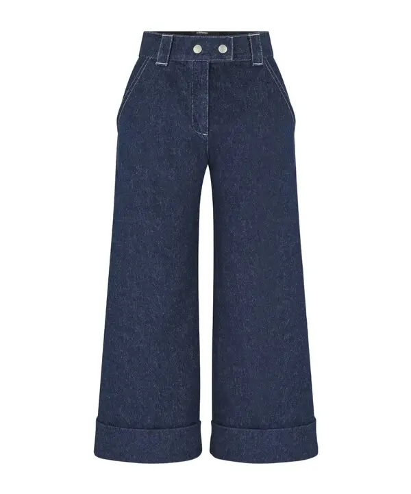 Dior Baby Button Detailed Wide Leg Jeans