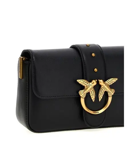 Pinko Love Birds Buckled Mini Shoulder Bag - Black