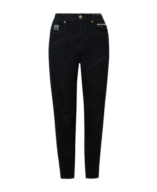 Versace Printed Slim Fit Jeans - Black