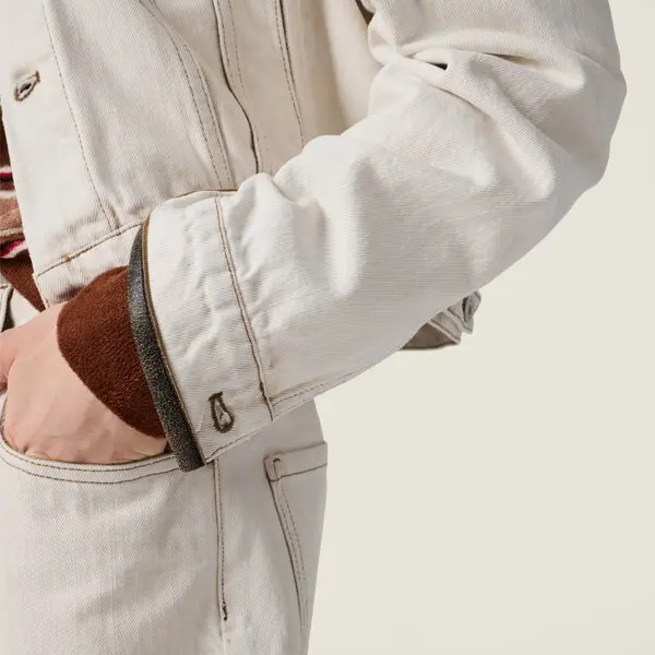 Miu Miu Leather Collar Button-up Denim Jacket