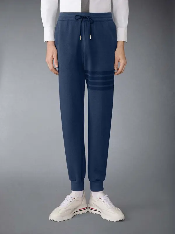 Thom Browne Solid Loopback Overdyed 4-bar Sweatpants - Navy Blue