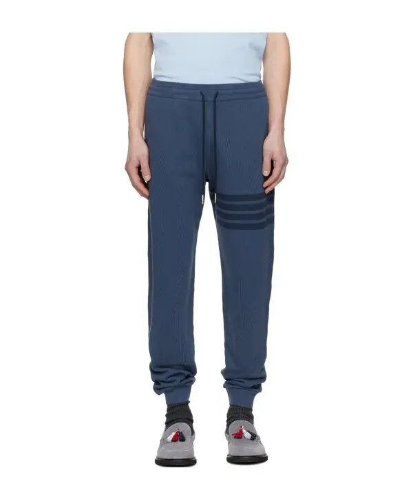 Thom Browne Solid Loopback Overdyed 4-bar Sweatpants - Navy Blue