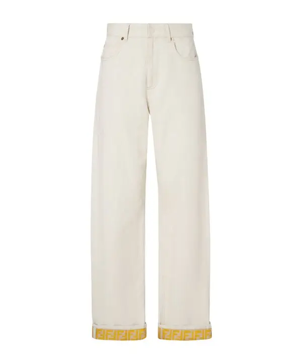 Fendi Logo Detailed Straight-leg Jeans - Light Brown